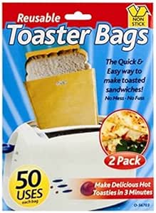Toaster Bags Reusable Toastie Pouches Non Stick Toasted Sandwich Food ...