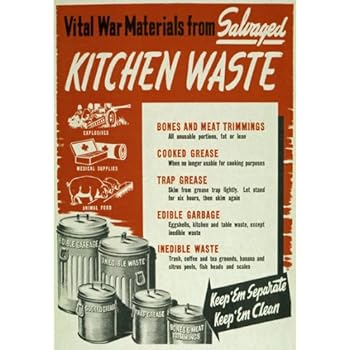 2W86 Vintage 1940's WWII We Want Kitchen Waste Pig Food World War 2 WW2 ...