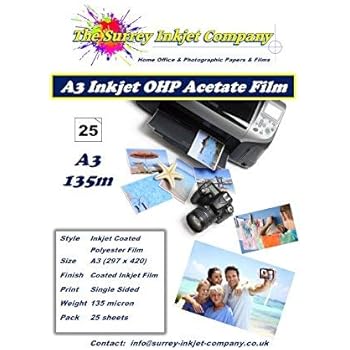 A3 OHP Acetate Transparency Film For Inkjet Printers 20 Sheets: Amazon.co.uk: Office Products