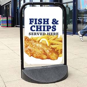 Fish and Chips Pavement Sign - Chip shop Catering Sign printed in Full ...