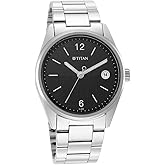 Titan Minimals Quartz Analog with Date White Dial Black Stainless Steel ...