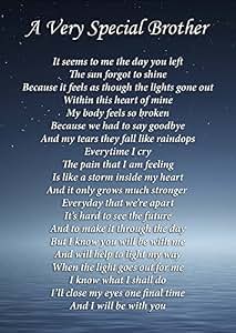 A Very Special Brother Memorial Graveside Funeral Poem Keepsake Card ...
