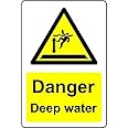 Danger deep Water Safety Sign - 1.2mm Rigid Plastic 300mm x 200mm Case ...