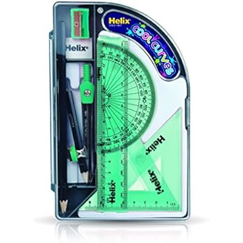 HELIX COOL CURVES PINK MATHS SET WITH COMPASS AND RULER: Amazon.co.uk ...