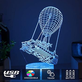 Battle Bus Game 3D LED Lamp RGB Mood Lamp 7 Color Light Hot Air Balloon ...