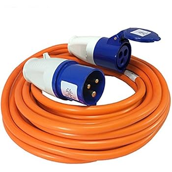 10 Meter Caravan Hook Up Extension Lead Cable 16A 240V Mains 3 Pin Plug ...