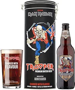 Iron Maiden Trooper Ale With Pint Glass ,500ml: Amazon.co.uk: Grocery