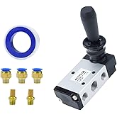 RIH 5 Way 2 Postion Air Hand Lever Operated Valve Pneumatic Solenoid Valve Manual Control Push ...