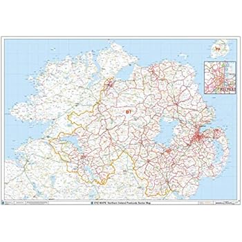 Northern Ireland Postcode Sector Wall Map (S14) - 47" x 33.25 ...