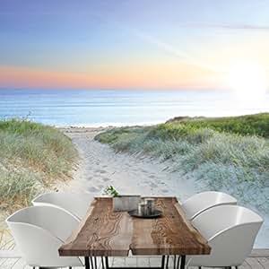 Papier Peint Mer Plage 274,5 x 254 cm Dune Loin Photo Mural Tableaux ...