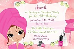 Personalised Pamper Party Invitations x10: Amazon.co.uk: Toys & Games