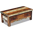 vidaXL Coffee Table with Drawers - Rustic, Vintage-Style Rectangular ...