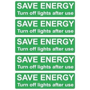 5 Stickers Save Energy Turn Off Lights Light Switch Stickers Decals 7cm ...