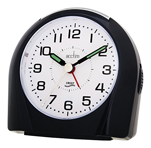 Acctim Europa Silent Sweep Non Ticking Alarm Clock Black: Amazon.co.uk ...