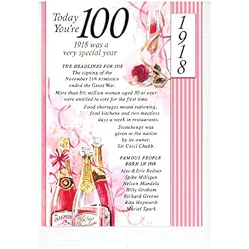100th Birthday, Birthday Greetings Card: Amazon.co.uk: Kitchen & Home