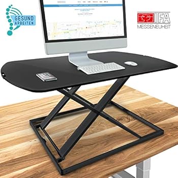 Deskfit 3in1 höhenverstellbarer Schreibtisch-Aufsatz 80cm, stufenlose ...