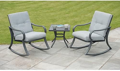 Madison Padded Rocking Bistro Garden/Patio Furniture Set: Amazon.co.uk ...