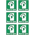 Turn left to open door handle safety sign - Pack of 6 100mm x 100mm ...