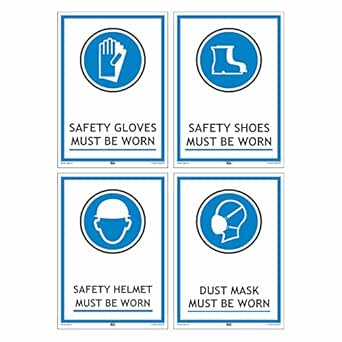 Mr. Safe PPE Safety Signs B - Pack of 4 Self Adhesive Stickers (Each ...