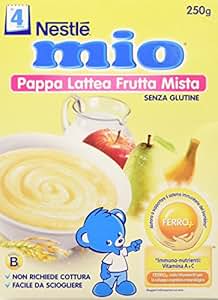 Nestlé Mio Pappa Lattea Frutta Mista senza Glutine da 4 Mesi, 250g ...