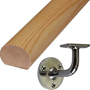 Mopstick Handrail Kit 3.0 Metres - Solid Pine - Including 3 X Chrome ...