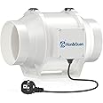 Hon&Guan Rohrventilator 125mm Leise Inline-Kanalventilator Rohrlüfter Abluftventilator mit 1m EU ...