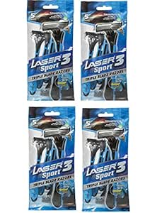 Laser 4 Pack of Laser Sport 3 Triple Blade Razor 5 x 4 20 Pcs Razors ...