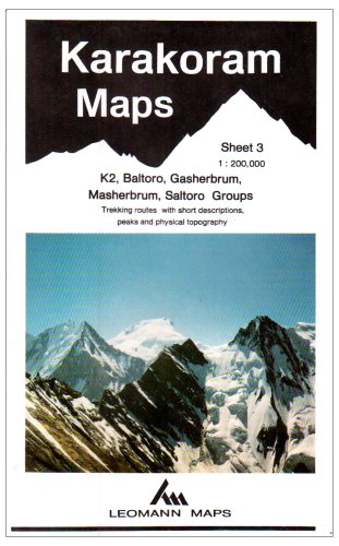 Karakoram Mountain Map: K2, Baltoro, Gasherbrum, Masherbrum, Saltoro ...