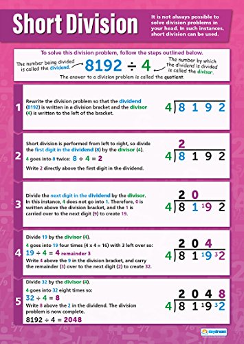 Buy Short Division | Maths Charts | Laminated Gloss Paper measuring 594 ...