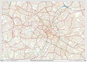 Birmingham City Centre Postcode Sectors Wall Map (C4) - 47" x 33.25 ...