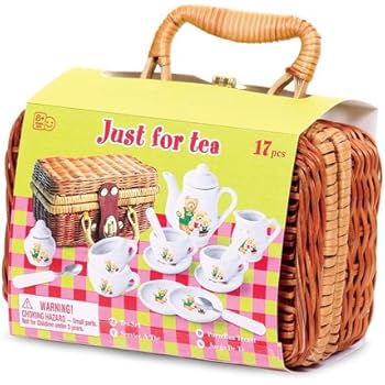 Fairy Tale Picnic Basket and Tea Set for Kids (32 Piece China Tea Set ...