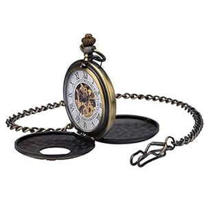Montre Gousset Poche zeiger Steampunk Squelette Mécanique cuivre Gousset style rétro pendentif ...