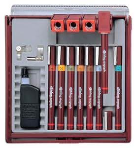 Rotring Isograph 8 Technical Pen Master set 0.1, 0.2, 0.3, 0.4, 0.5, 0. ...