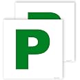 Pack of 2 P Plates Stickers Self Adhesive (180 x 180 mm) P Sign for New ...