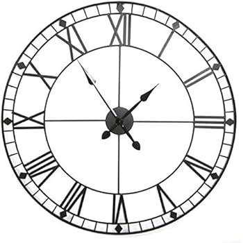 Stunning Metal Roman Numeral Clock - Black 'Iron' (60cm in diameter ...
