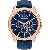 Buy Armani Exchange Leather Analog Blue Dial Men Watch-Ax1723, Blue ...