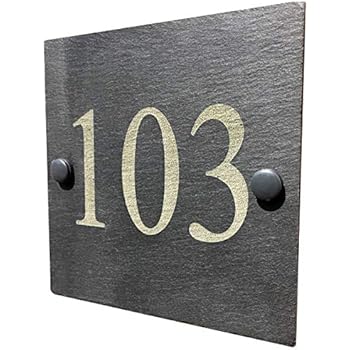 NATURAL GREY SLATE HOUSE DOOR NUMBER 6" x 6" DEEPLY ENGRAVED NATURAL ...