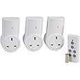 Remote Control Sockets Wireless Operated 30M Range UK Mains Plug - 3 ...