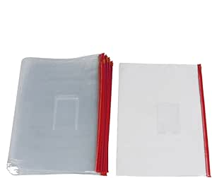 20 Pcs Red Clear Size A4 Paper Slider Ziplock Closure Folders Files ...