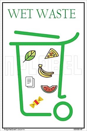 NPLABEL Premium Quality Wet Waste Sticker Self Adhesive for Trash Can ...