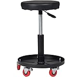 COSTWAY 150kg/330lbs Capacity Rolling Mechanic Stool, Height Adjustable ...