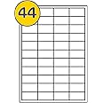 LABELS4U 500 Sheets A4, 44 Label per Sheet, Size 48.5 x 25.4mm (22000 ...