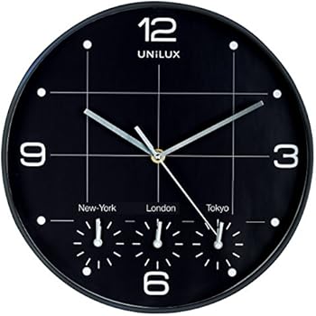 Moderne Horloge murale "MONDIALE" | argenté/noir, universelle | avec 4 ...