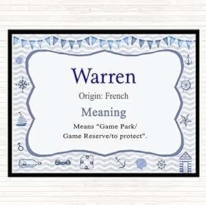 Warren Name Meaning Dinner Table Placemat Nautical: Amazon.co.uk ...