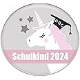 Polarkind Button Pin Anstecker Einhorn Schulkind 2024 Geschenk zum Schulanfang für Schultüte ...