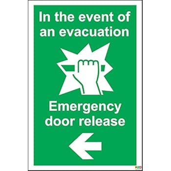 Emergency Door Release Safety Sign - Self adhesive sticker 100mm x ...