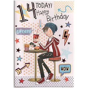 Geburtstagskarte zum 14. Geburtstag für Jungen, Motiv Sonnenbrille ...