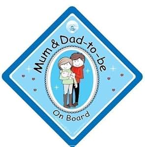 Mum and Dad to be, mum and dad to be sign, BLUE, Baby on Board, Novelty ...