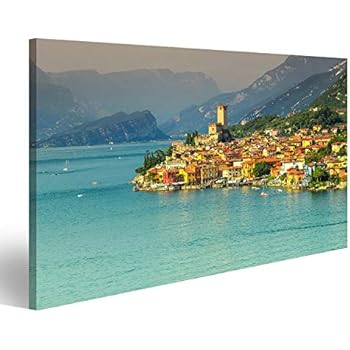 Bild Bilder auf Leinwand Panorama von Limone sul Garda, Einer Kleinstadt am Gardasee, Italien ...