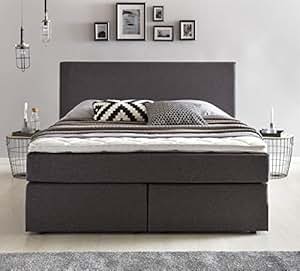 Möbelfreude® Boxspringbett Benno | 140x200 cm Anthrazit H2 | mit ...
